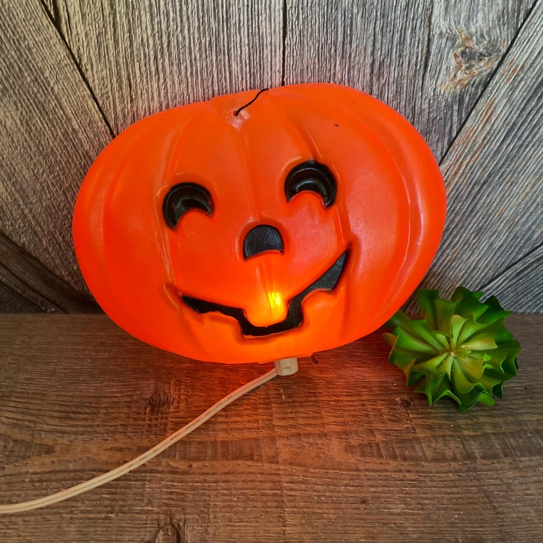 Vintage Halloween Pumpkin Blowmold Light {blow Mold Pumpkin Plastic ...