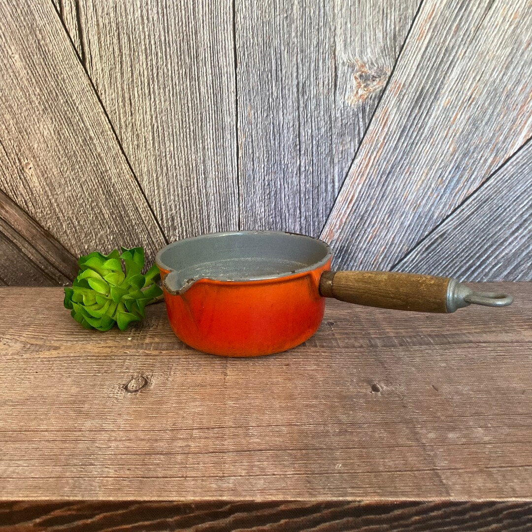 Vintage Descoware Saucepan Made in Belgium Cast Iron Orange Sauce Pan ...