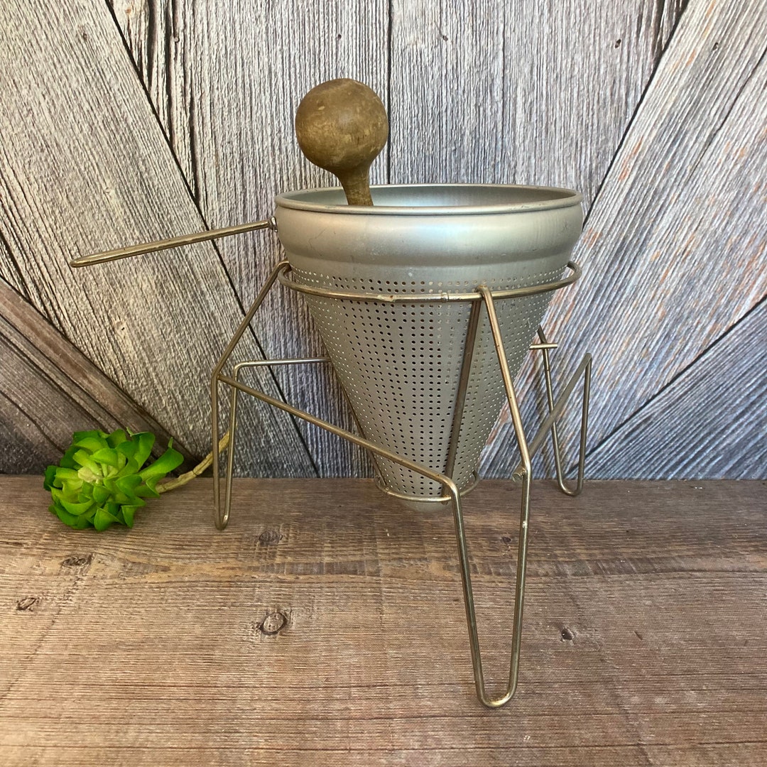 Vintage Strainer Sieve With Pestle Can Canning Applesauce 3 Piece Wood ...