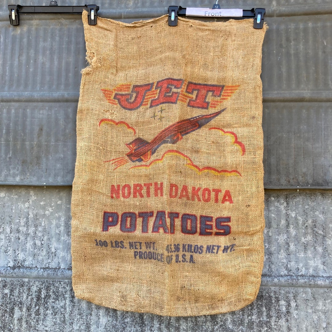 Vintage Jet North Dakota Potatoes Burlap Sack Display Sack ND ...