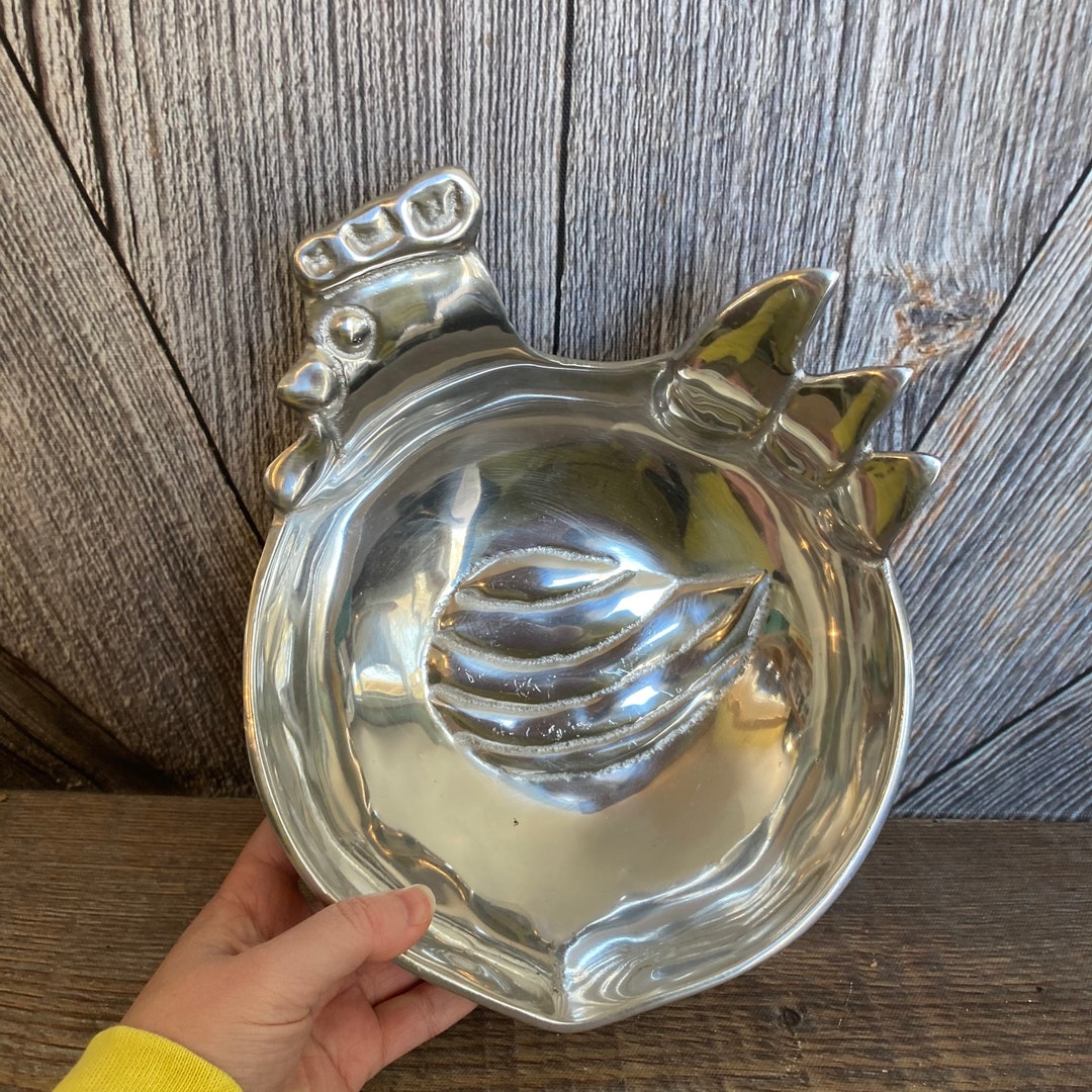 Vintage Pewterware Chicken Bowl Silver Colored Ensaldra Maggi Chicken ...
