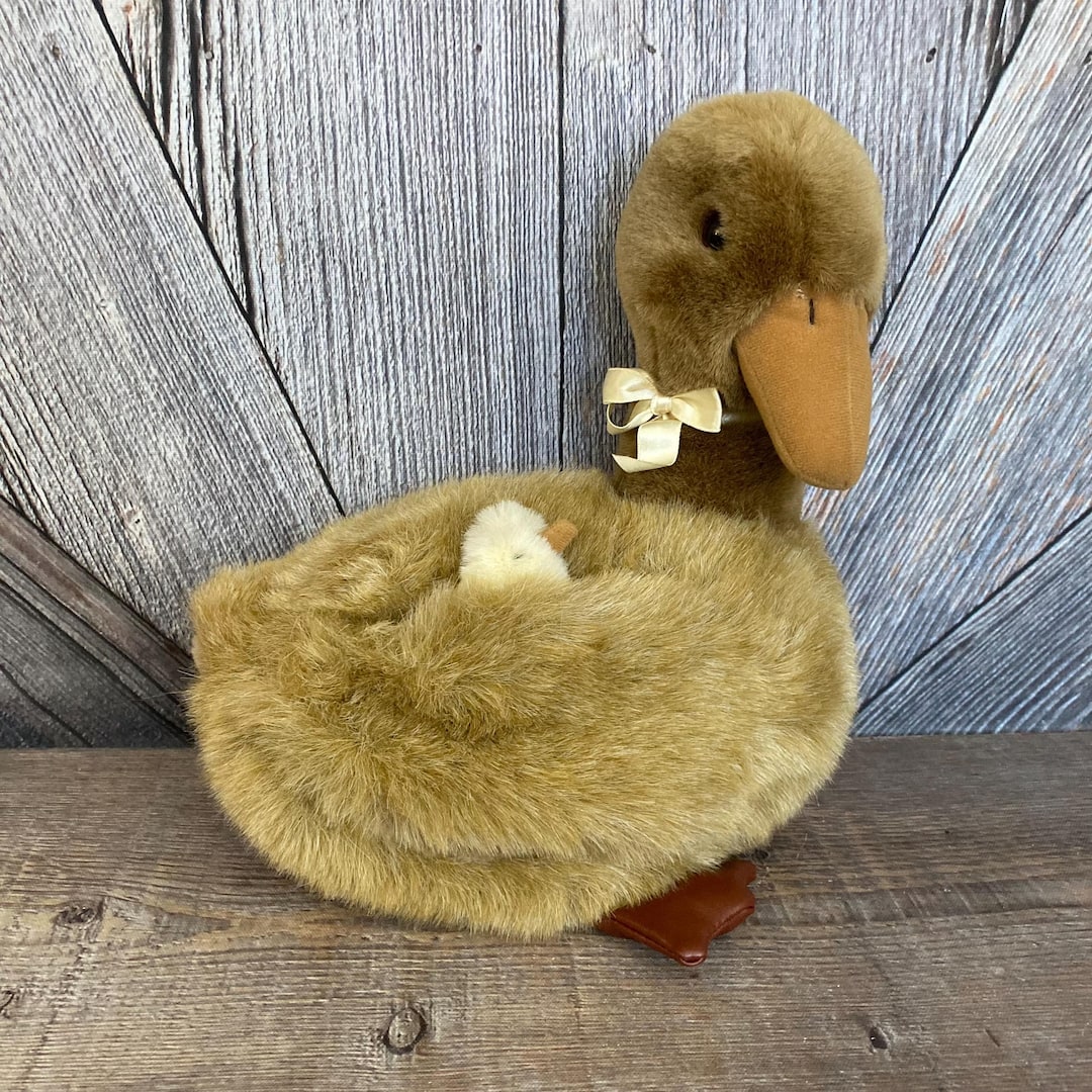Vintage Duck Plush, Applause Daphne Duck With Baby Duckling in Wing ...