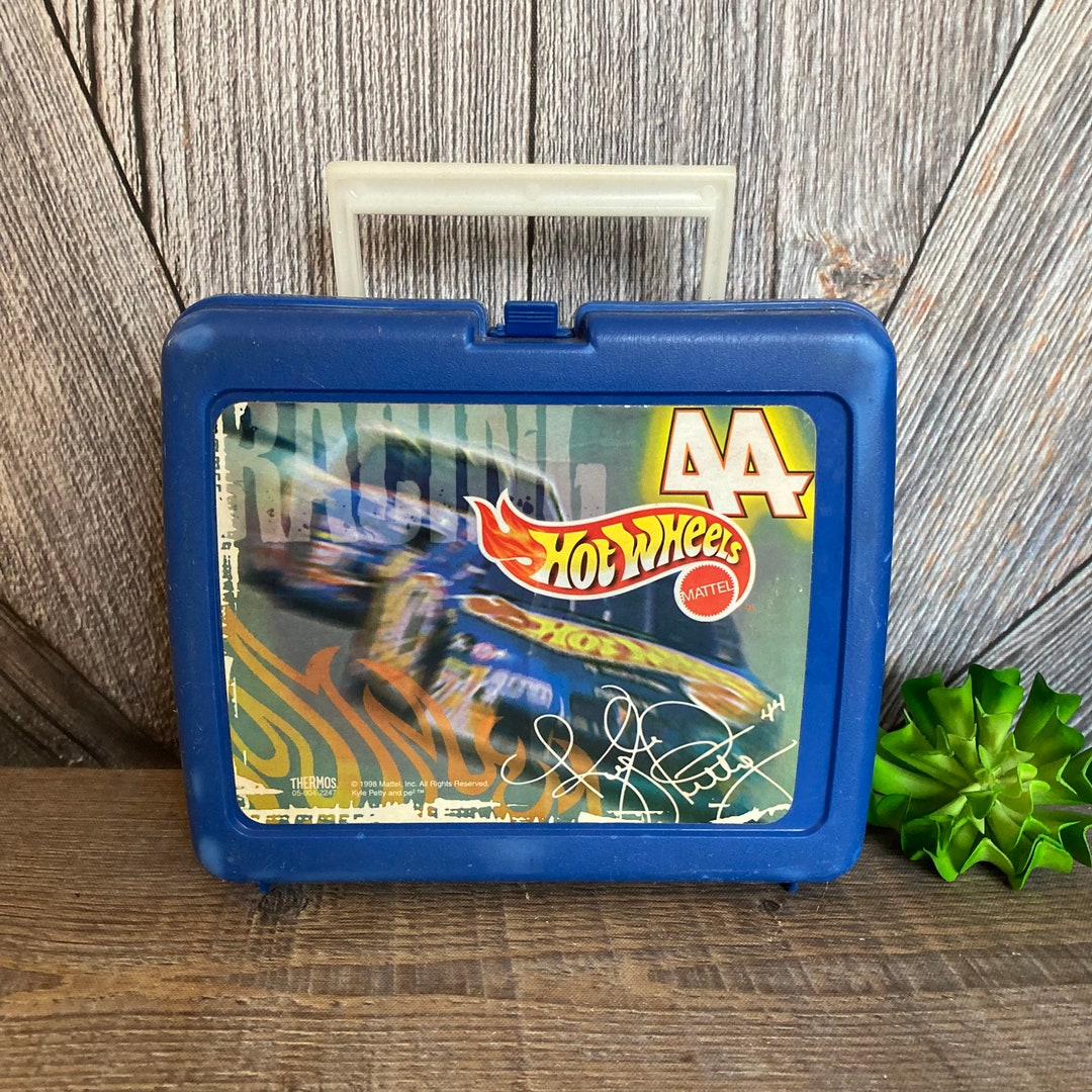 Vintage Hot Wheels Plastic Lunch Box vintage Thermos Brand Cars Mattel ...