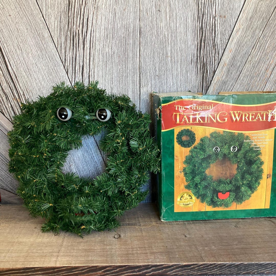 Vintage Talking Wreath, Gemmy 1990s Singing Animated Talking Tree ...