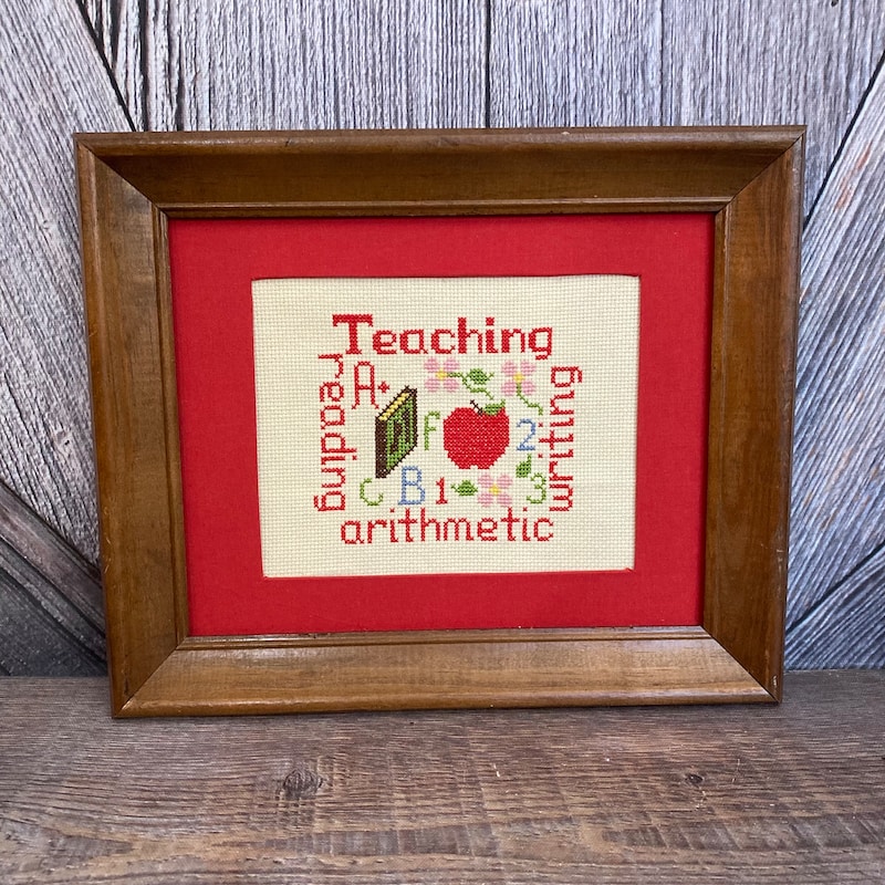 Teacher Cross Stitch - Etsy