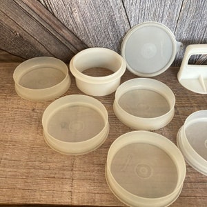 Vintage Tupperware Hamburger Press Keeper Set Clear White Burger Maker ...