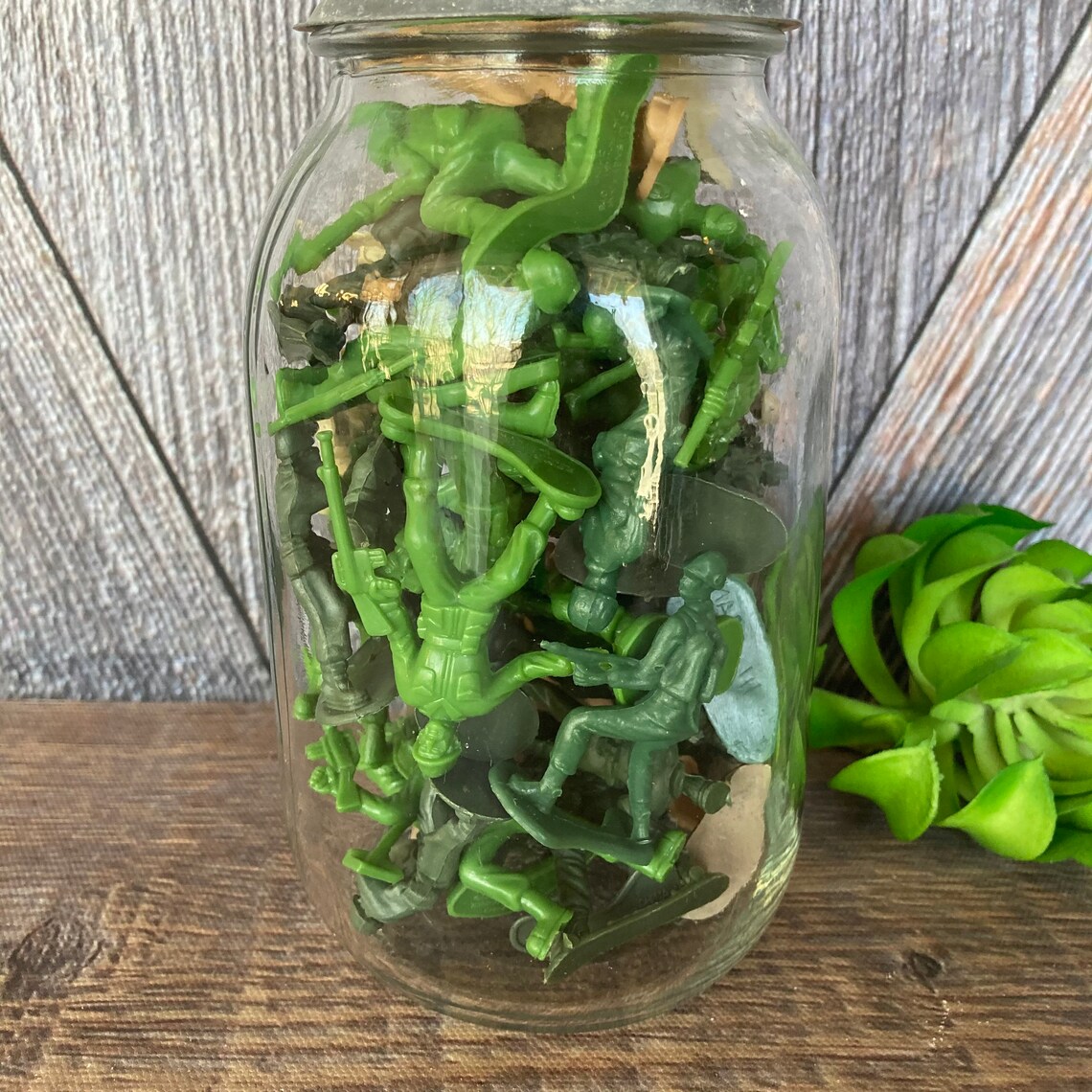 Vintage Jar with Plastic Army Men Toys Baby Boy Nursery Decor | Etsy