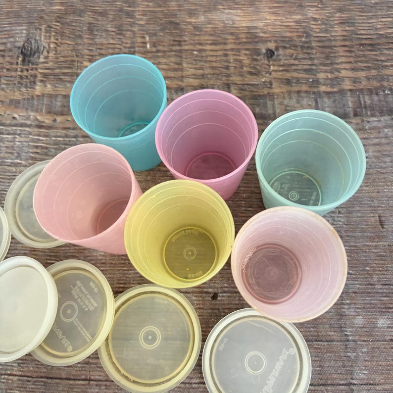 6 Vintage Tupperware Midget Containers Tiny Short Cups Shot Glasses ...