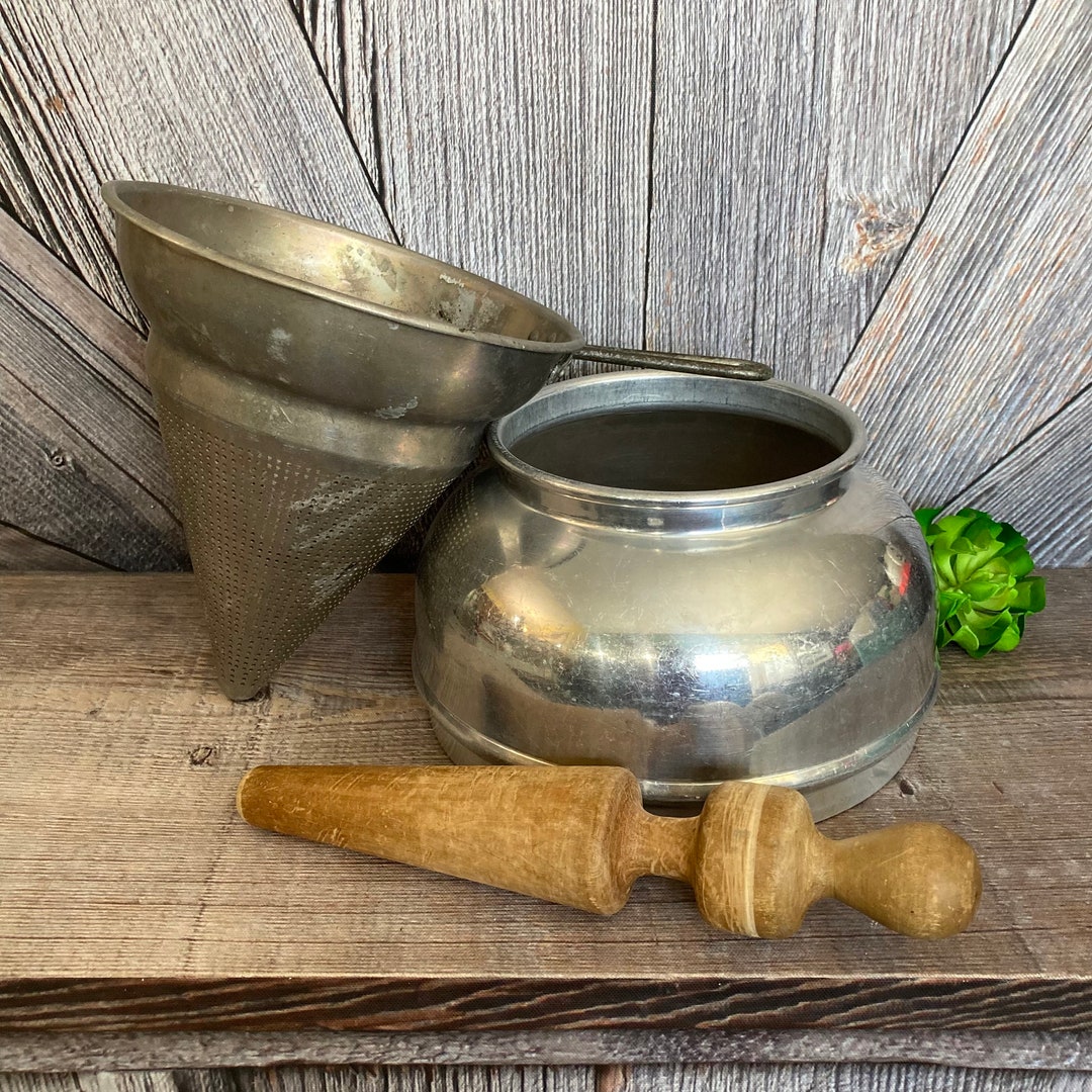 Vintage Strainer Sieve With Pestle Can Canning Applesauce Wear Ever ...