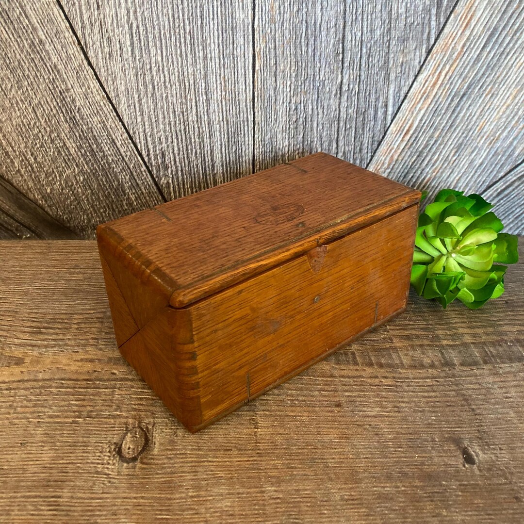 Vintage Wooden Singer Puzzle Box, Antique 1800's Oak Wood Box With ...