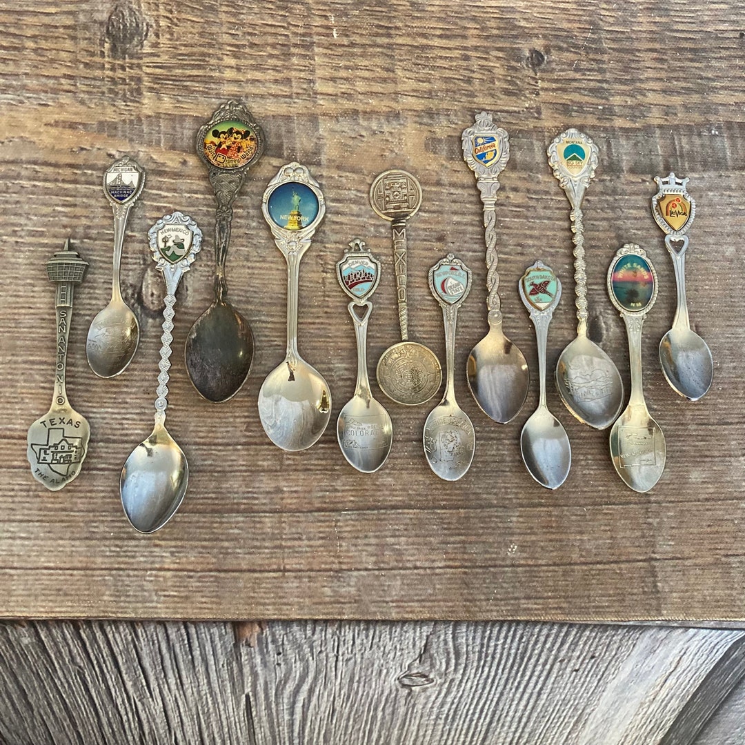 13 Vintage Souvenir Spoons, Travel Spoons Walt Disney Spoon, Denver ...