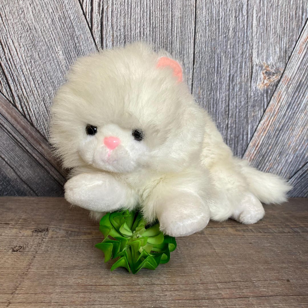 Vintage Cat Plush Toy White Cat Sabrina Russ Berrie 1990s Kitty Cat 12 ...