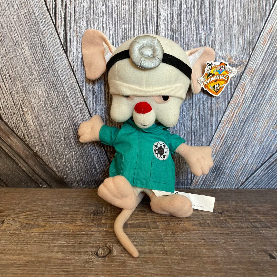 Vintage Animaniacs the Brain Plush Toy, Acme Lab Coat Doctor Pinky and ...