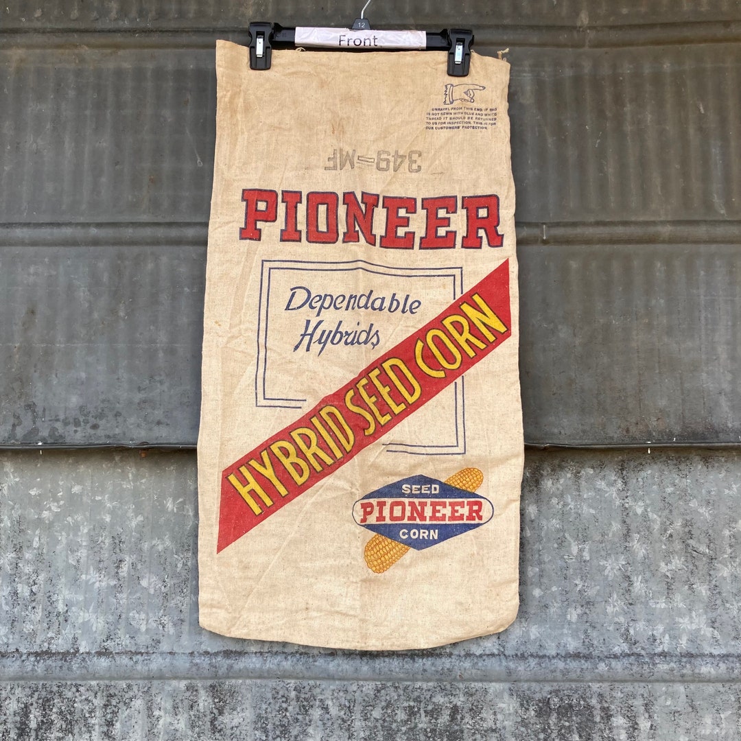 Vintage Pioneer 349 MF Hybrid Seed Corn Sack Cotton Muslin Sack Printed ...