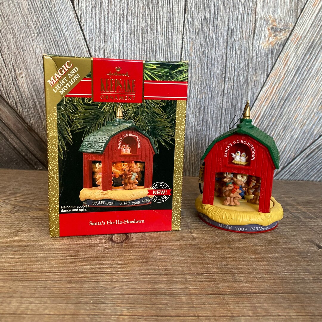 Vintage Santa's Ho Ho Hoedown Christmas Ornament Magic Light and Motion ...