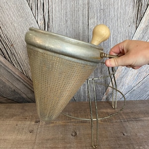 Vintage Strainer Sieve With Pestle Can Canning Applesauce Tripod Stand ...