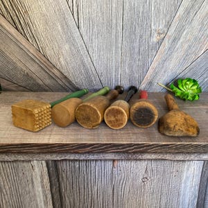 Vintage Wooden Masher Lot, Primitive Kitchen Tools, Wood Potato Masher ...