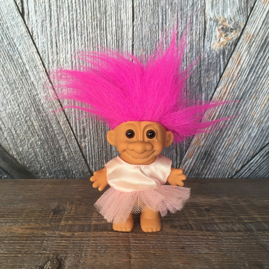 Vintage Girl Troll Doll ballerina Pink Tutu Dress Troll With Pink Hair ...