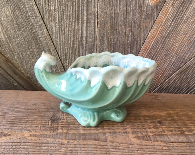Vintage Planter Blue Pot {aqua Wave Indoor Plant Ceramic Pot for ...