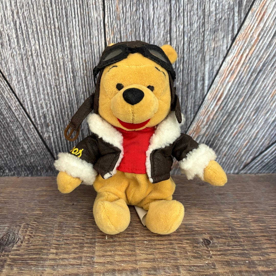 Vintage Pooh in Pilot Costume Plush Toy Bean Bag Tigger Winnie the Pooh ...