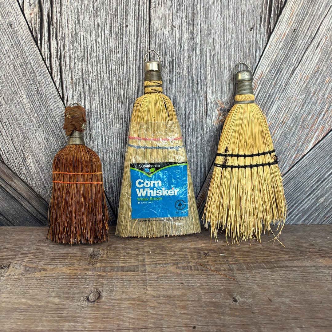 3 Vintage Whisk Brooms Handheld Broom Farmhouse Decor Witch Broom Straw ...