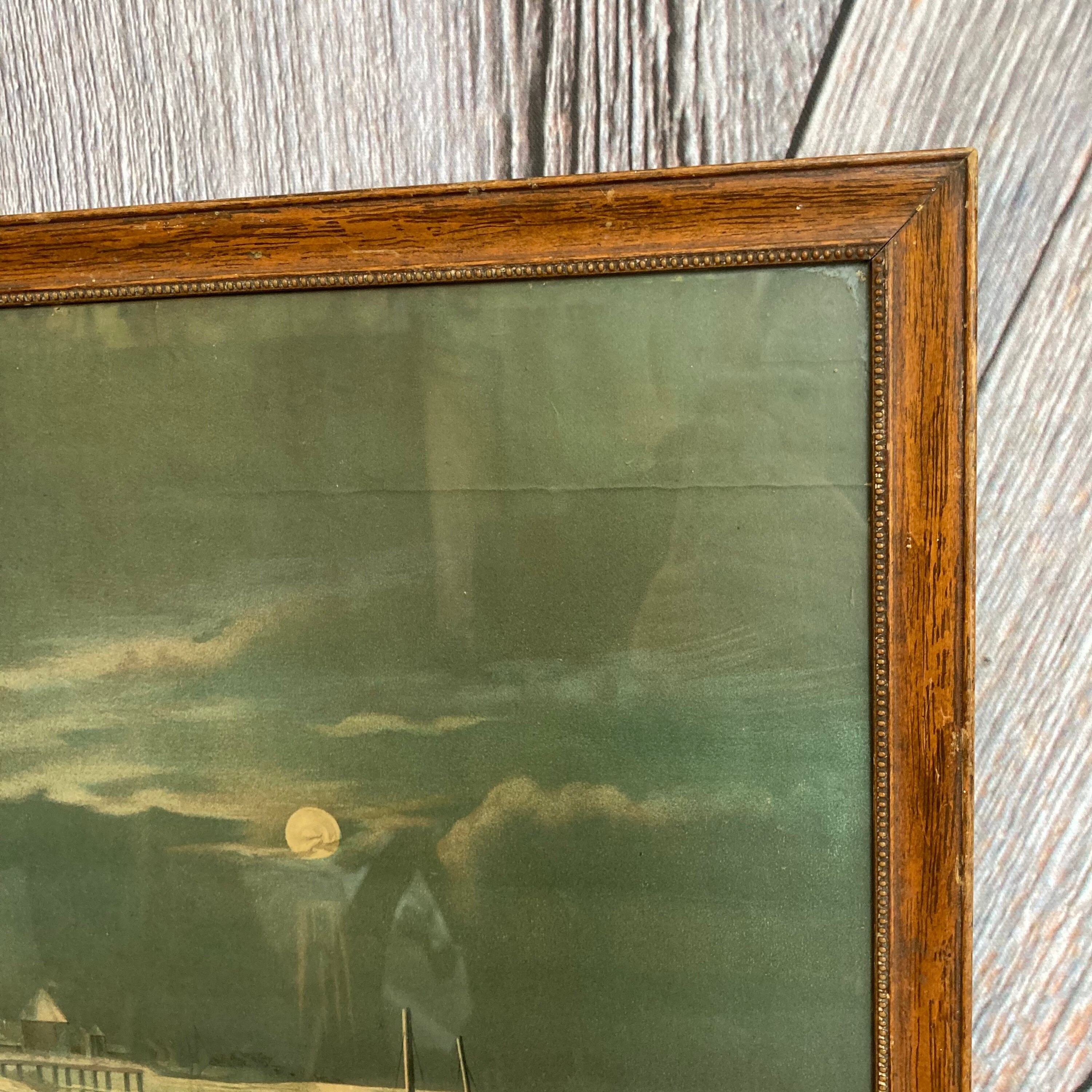 Vintage Moonlight in Winter Print Ship Print Picture James Lee - Etsy