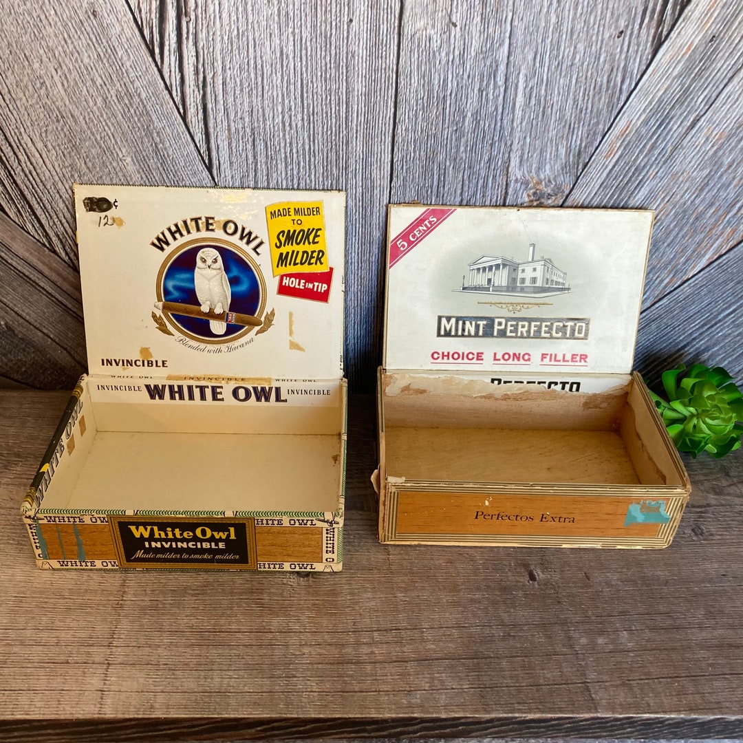 2 Vintage Cigar Boxes Authentic Cigar Box {mint Perfecto White Owl ...