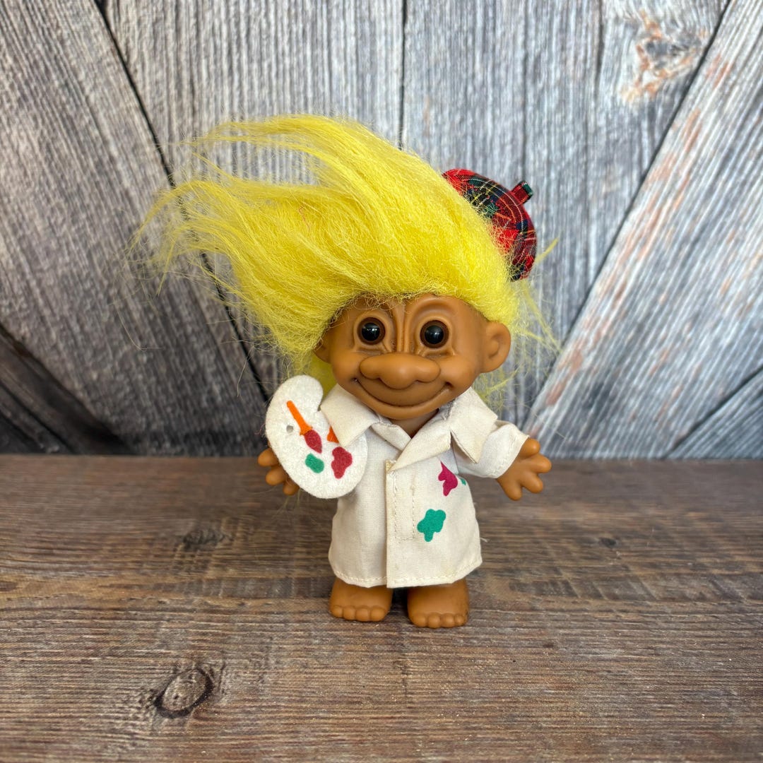 Vintage Painter Troll Doll {pastel Painter Troll With Pink Hair} Russ ...