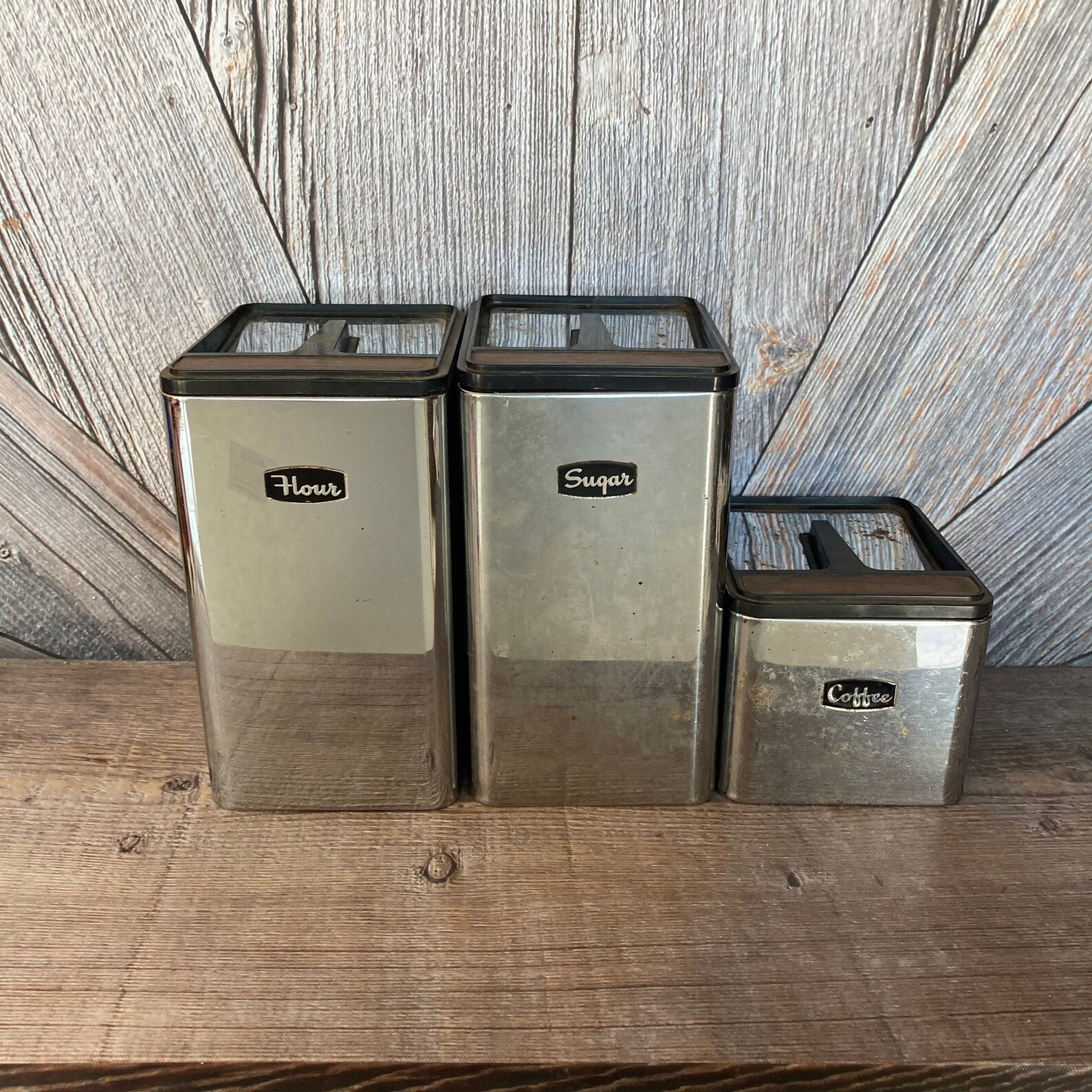 Vintage Canister Set set of 3 Vintage Kitchen Storage Square | Etsy