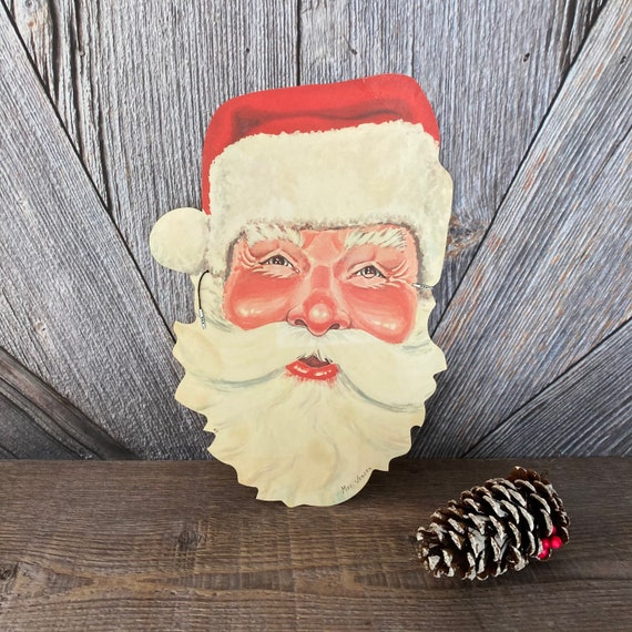 Vintage Santa Mask Christmas Die Cut Paper Decoration Santa | Etsy