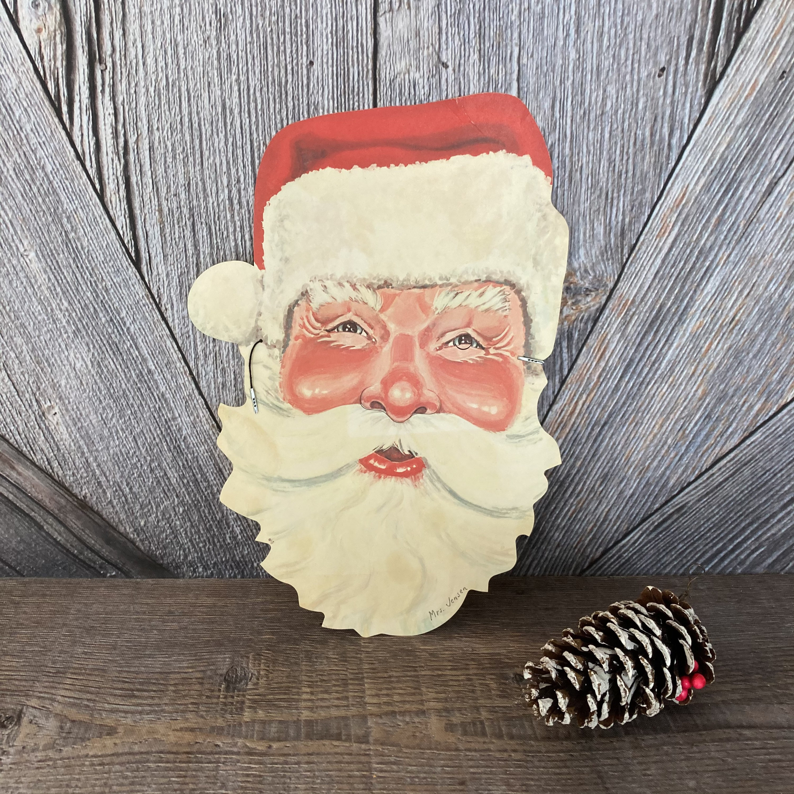 Vintage Santa Mask Christmas Die Cut Paper Decoration Santa | Etsy