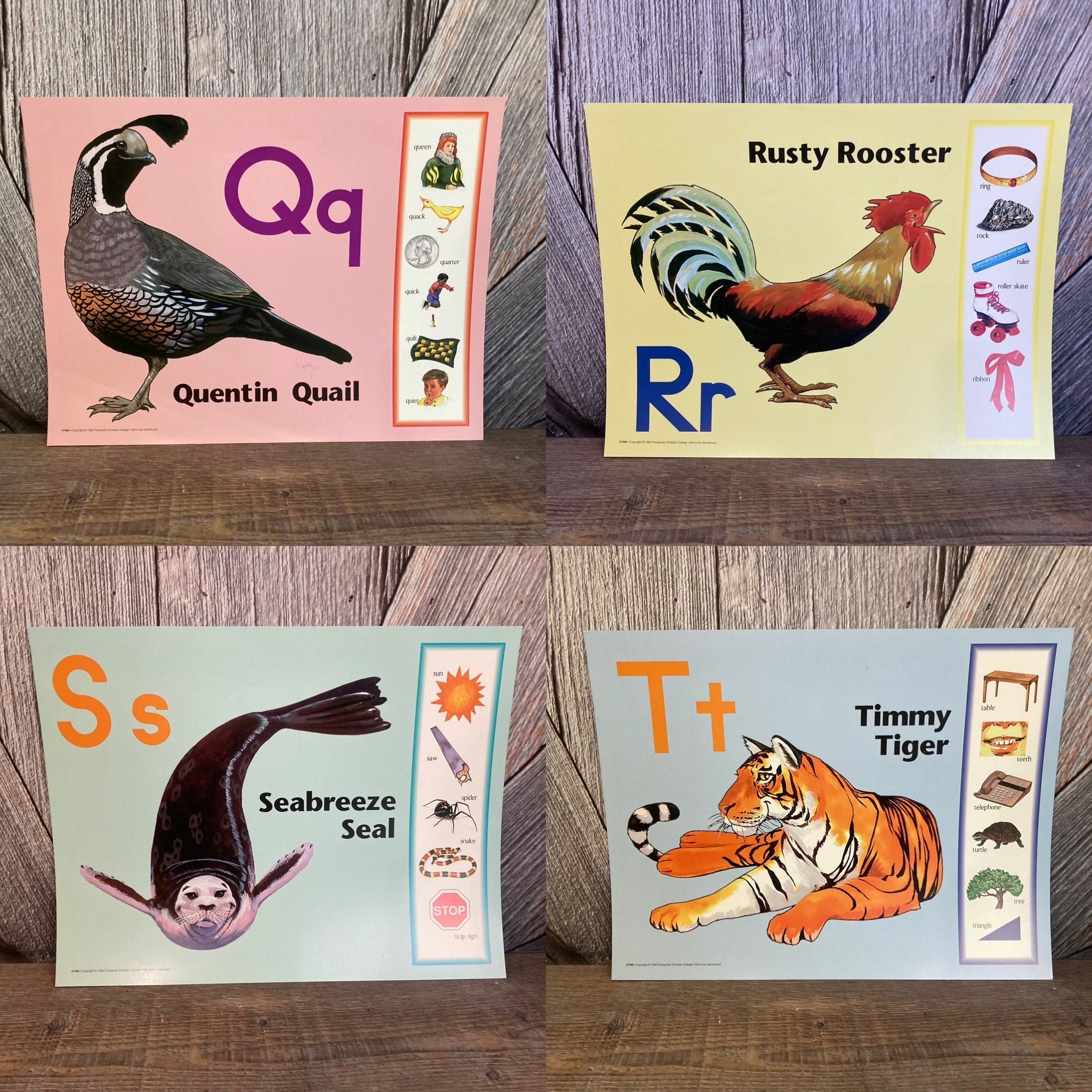 Vintage Alphabet Posters, Complete Letter Large A-Z Old School Alphabet ...