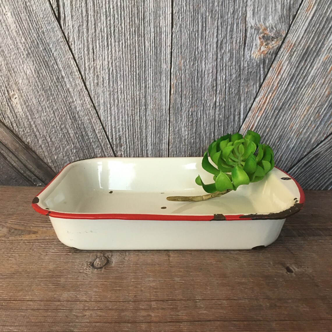 Vintage Enamel Pan Rectangular Indoor Garden Prepper Planter - Etsy
