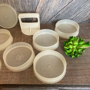 Vintage Tupperware Hamburger Press Keeper Set Clear White Burger Maker ...