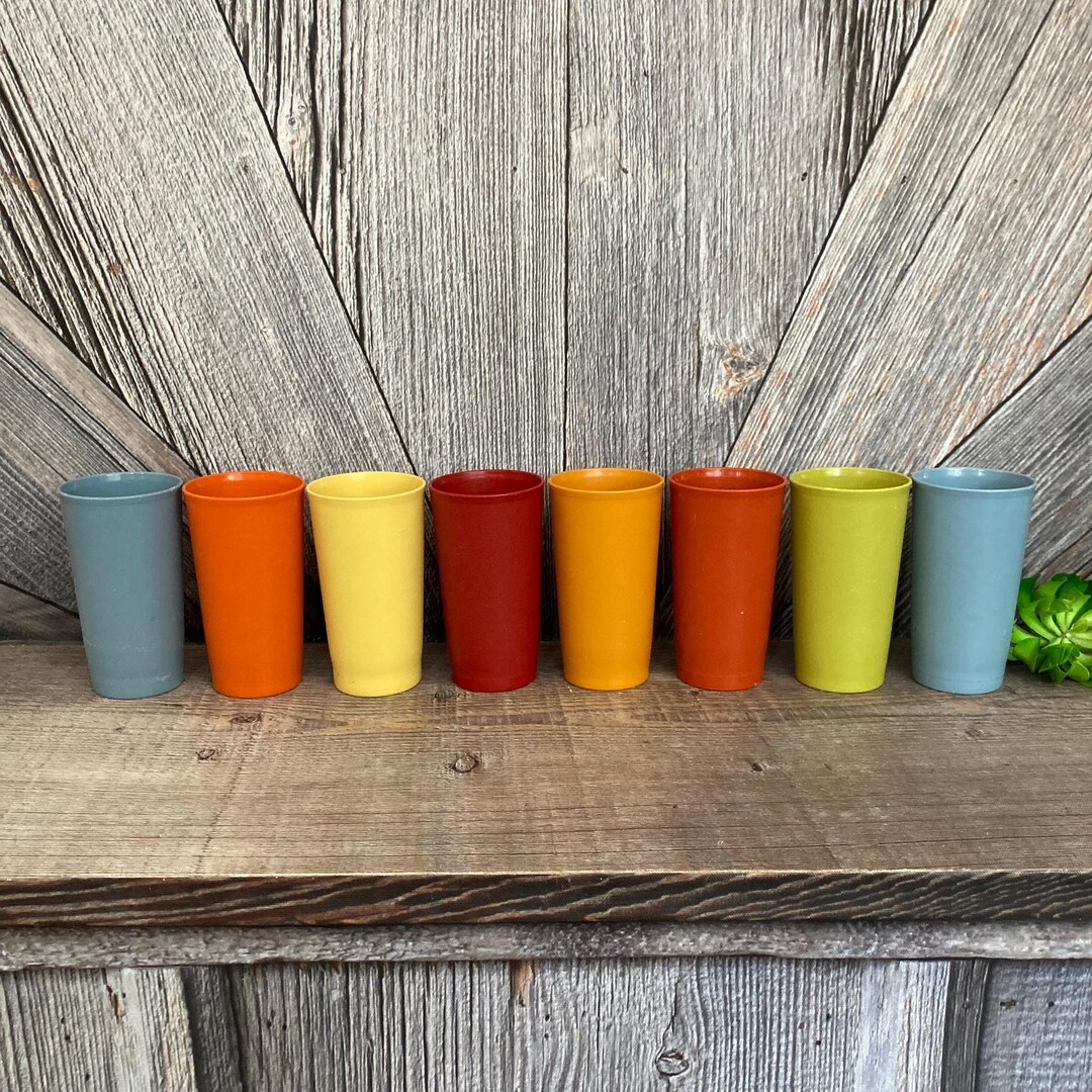 8 Vintage Tupperware Tumblers Cups Glasses Plastic Tupper Ware Storage ...