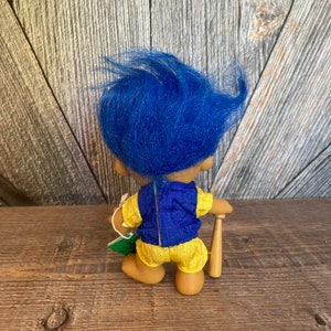 Vintage Troll Doll Brewers Baseball Player With Blue Hair Russ Berrie ...