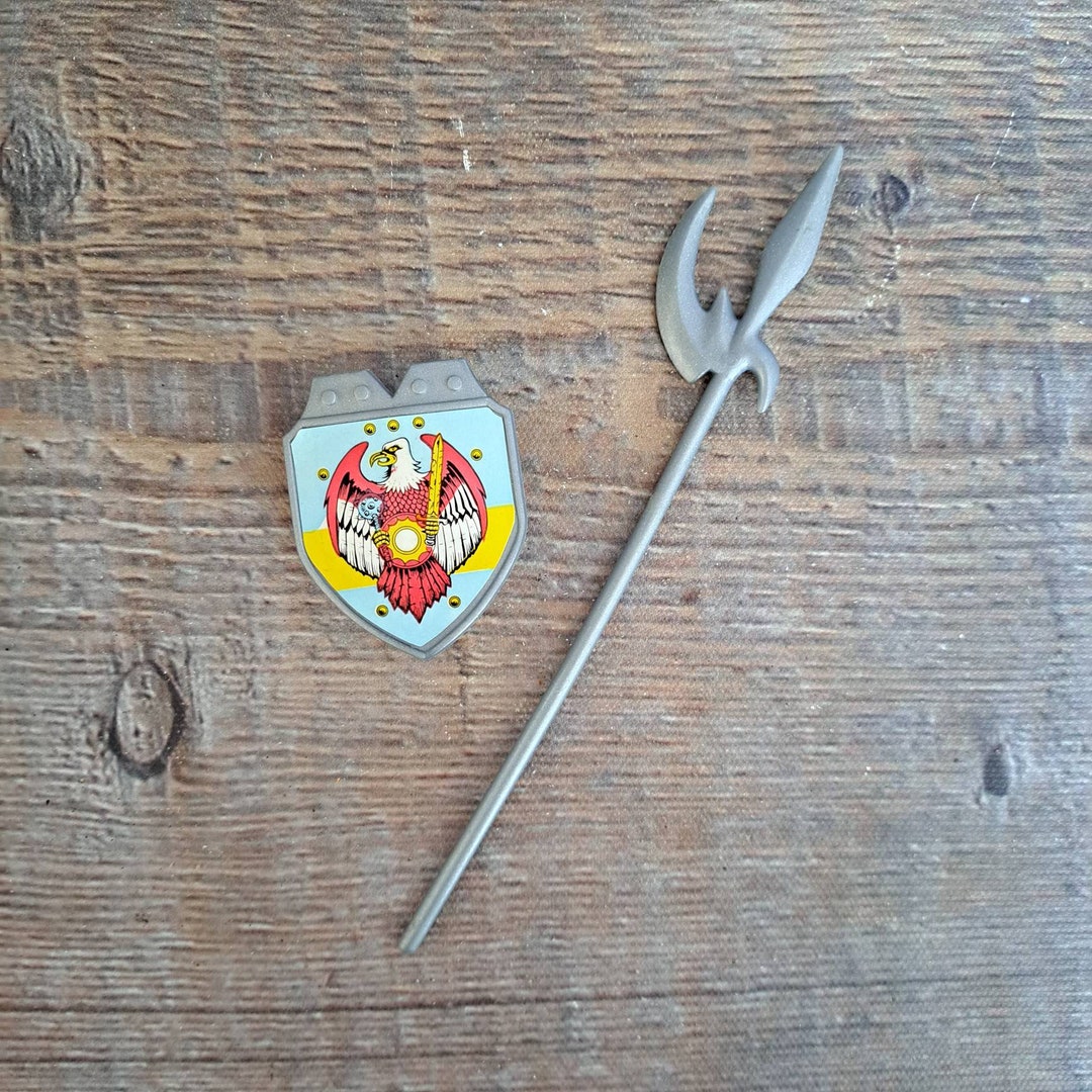 Vintage Galaxy Fighters Warrior Sunhawk Halberd and Shield, Swords an ...
