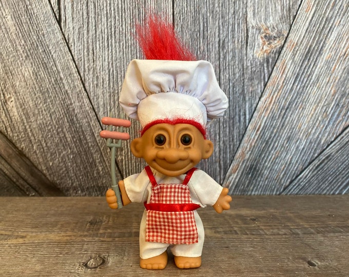 Vintage Troll Doll {master Chef With Hot Dogs Grilling Chef Hat} Russ ...