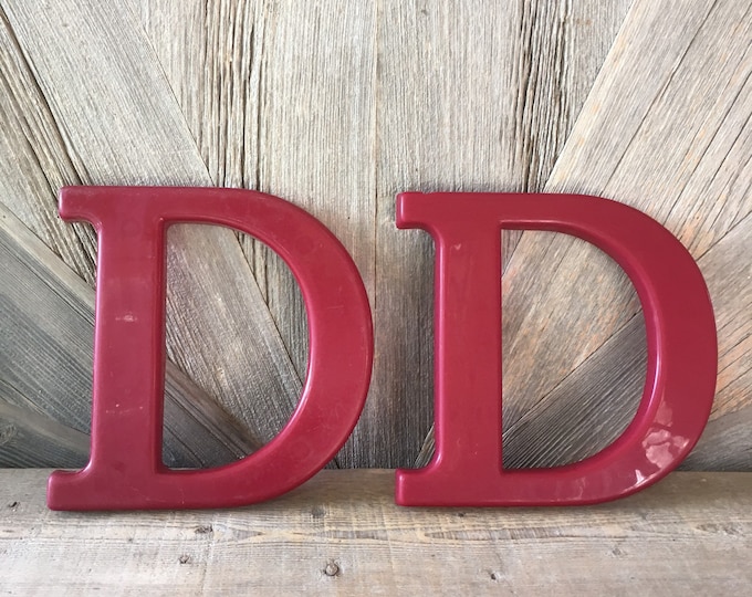 Vintage Plastic Letter D Old Sign Red Large 12 Inch Plastic Letter Wall ...
