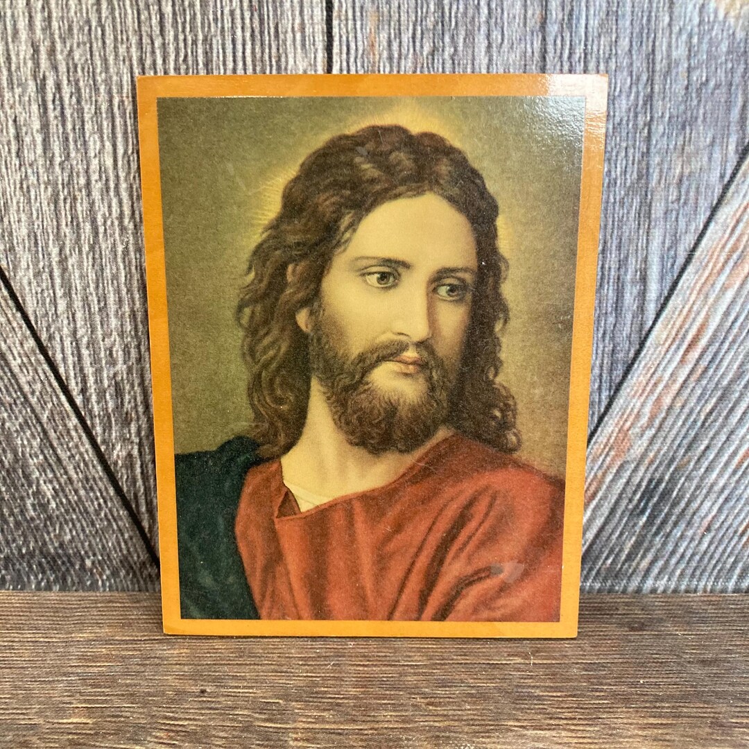 Vintage Jesus Print Plaque Jesus Print Lithograph Nursery Decor ...