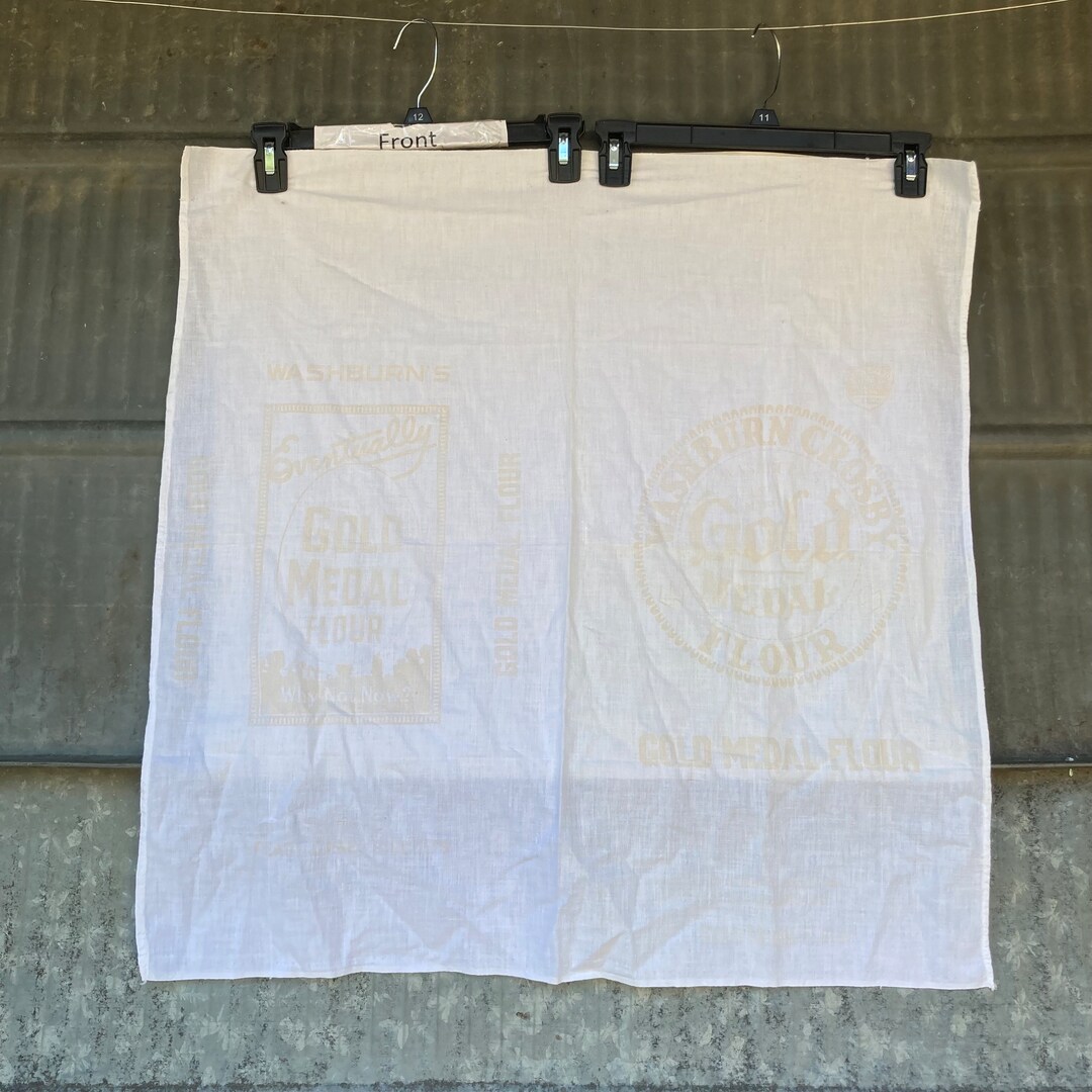 Vintage Washburn's Gold Metal Flour Cotton Muslin Cloth Open Panel Bag ...