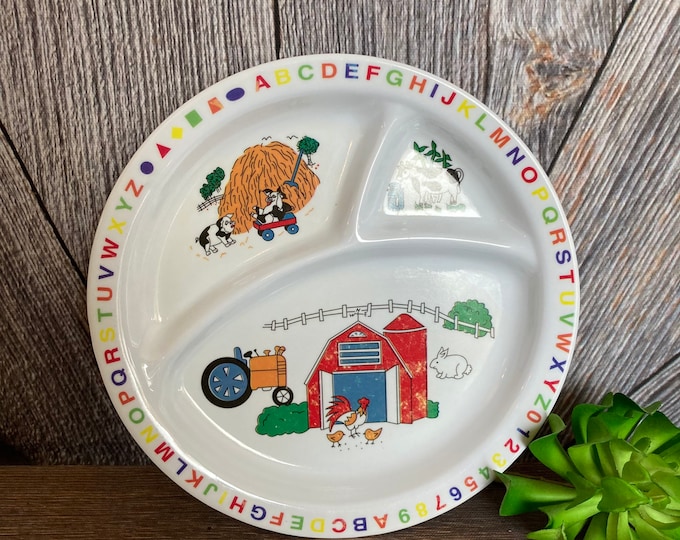 Vintage Alphabet Plate {divided ABC Kids Parenting Magazine Plastic ...