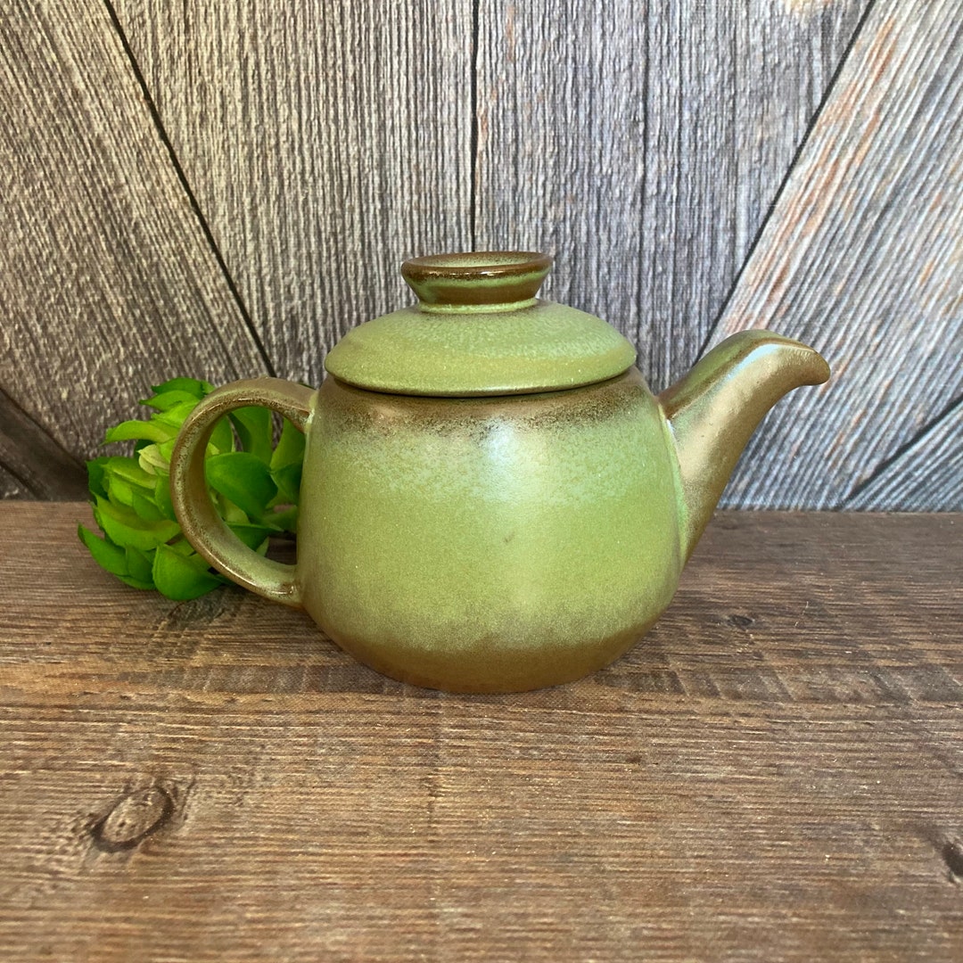 Vintage Ceramic Frankoma Tea Pot Tea Kettle Green Farmhoue Kitchen ...