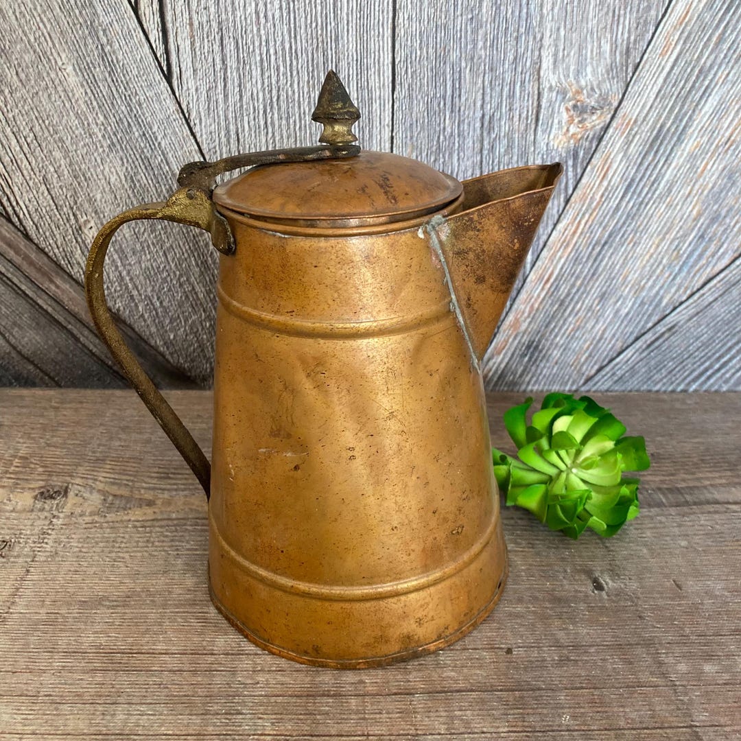 Copper Colored Coffee Pot, Kettle Tea Pot Tea Kettle Vintage Farmhouse ...