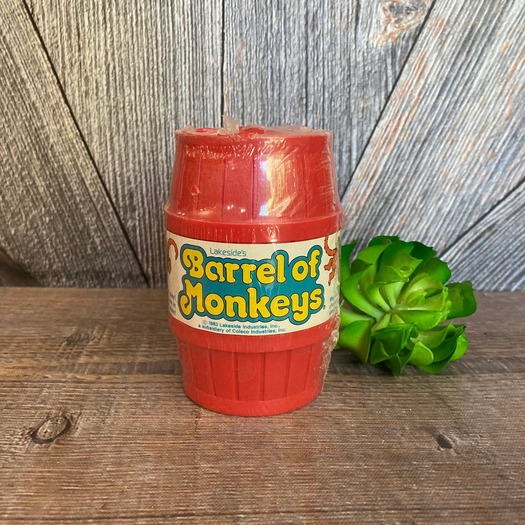 Vintage Barrel of Monkeys Toy Lakeside USA Vintage Red Plastic Linking ...