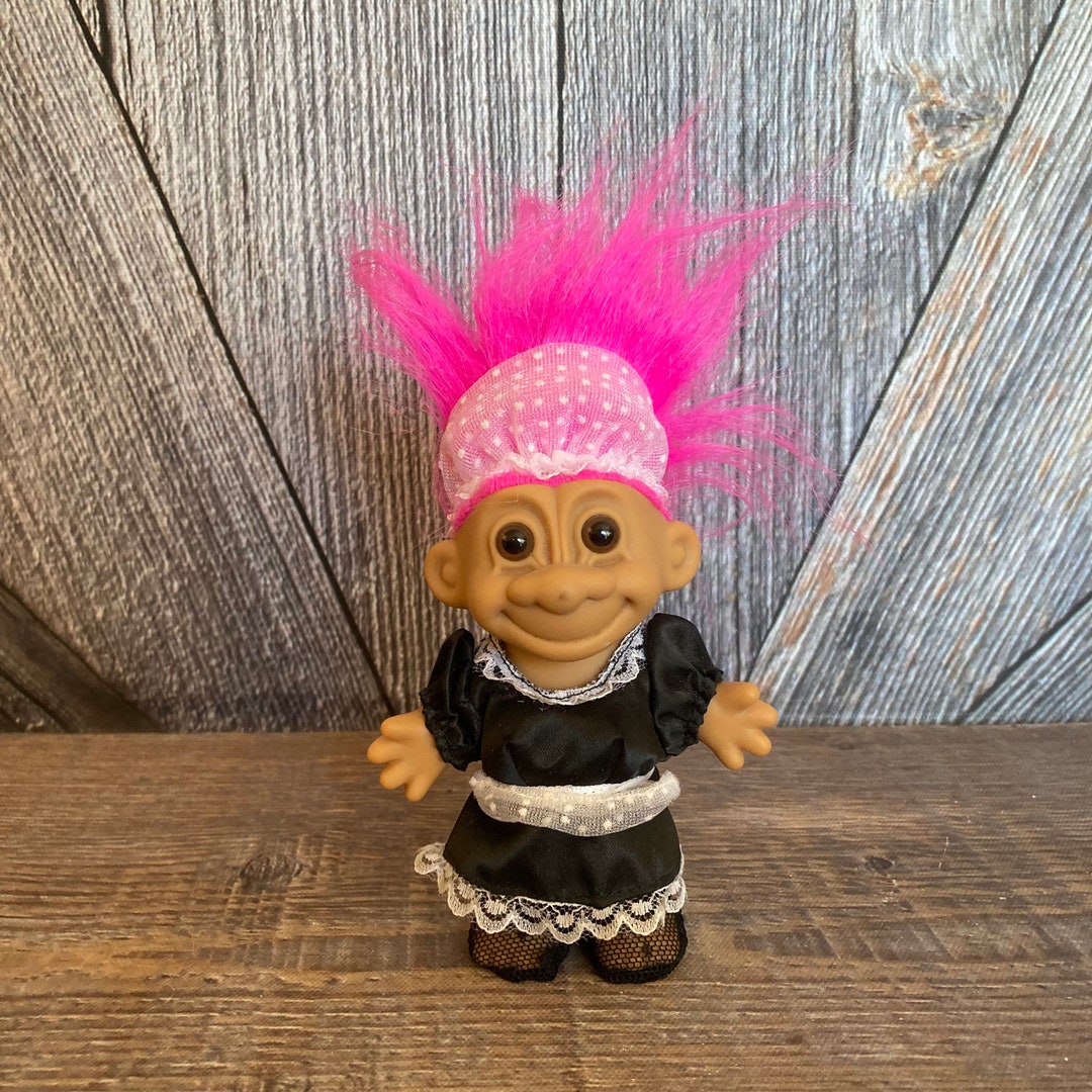 Vintage French Maid Troll Doll {Old Fashion Servant Troll w/ Pink Hair ...