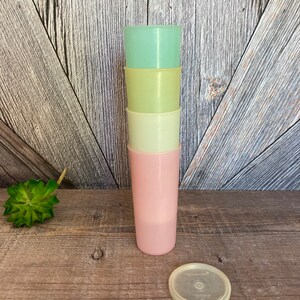 4 Vintage Tupperware Tumblers Cups Glasses Plastic Tupper Ware Storage ...