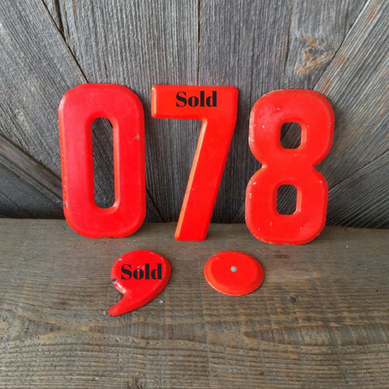 Vintage Metal Number Old Sign Red Medium Small 5 1/2 Inch - Etsy