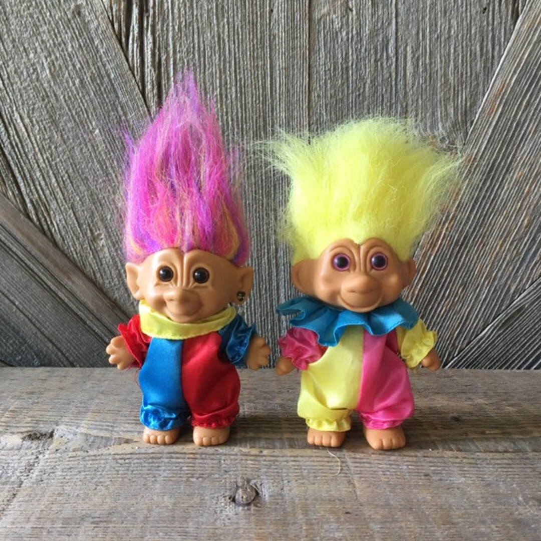 Vintage Clown Troll Dolls clown Troll With Yellow Rainbow Hair Russ ...