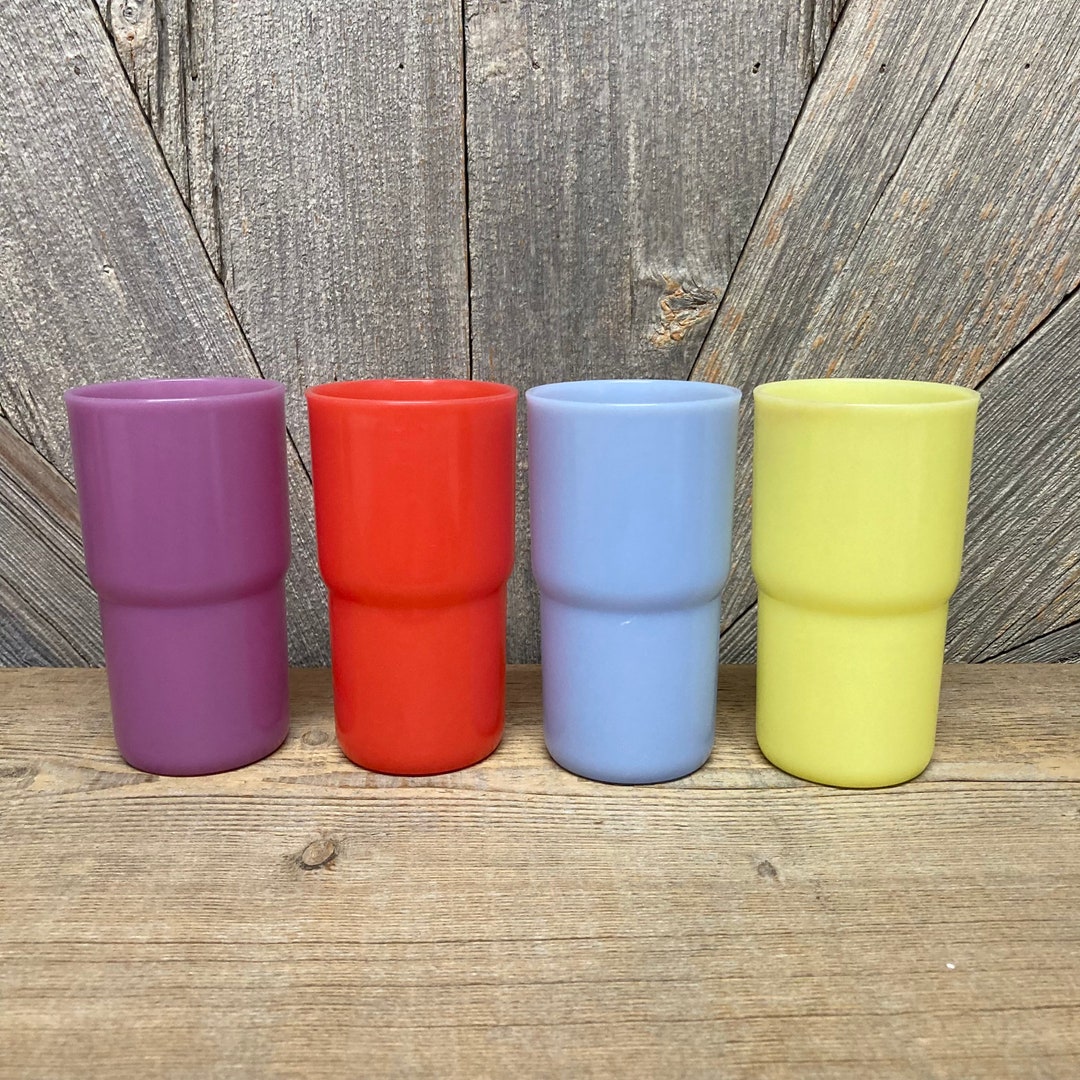 4 Vintage Tupperware Tumblers Cups Glasses Plastic Tupper Ware Storage ...